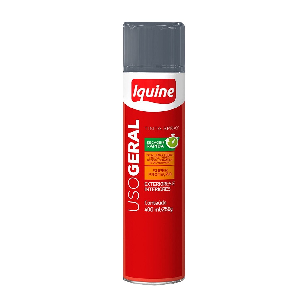 Tinta Spray Uso Geral Premium Cinza Escuro 400ML/250g Iquine | Shopee Brasil