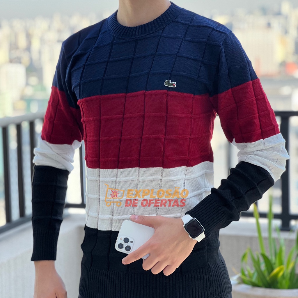 Sueter Lacoste Preto com Vermelho Modelo 2022 - ENVIO IMEDIATO | Shopee ...