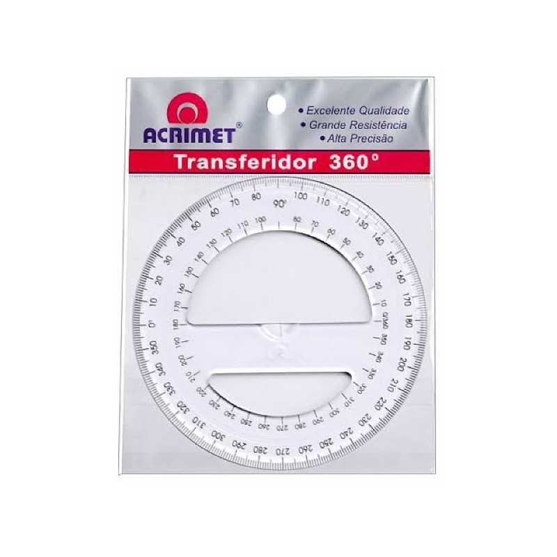 Transferidor 180° e 360° material escolar | Shopee Brasil