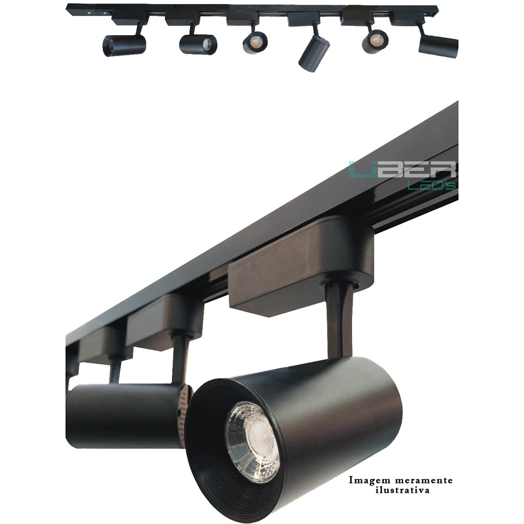 Kit Trilho Eletrificado 1,5 Metro 4 Spot LED 7w Preto 4000k - Escorrega ...
