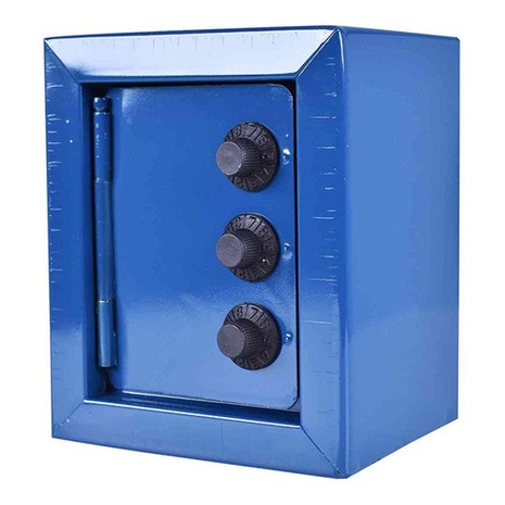 Mini Cofre Com Segredo Azul Escuro 10x8x12Cm Fercar | Shopee Brasil