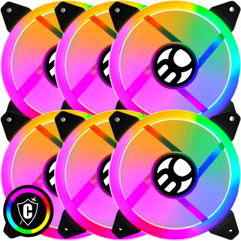 Kit 6 Fan Cooler Led RGB Rainbow 120mm 12cm Gabinete Pc Gamer Ventoinha ...