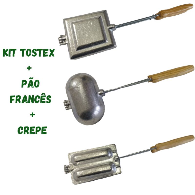 Kit sanduicheira tostex pão de forma + pão francês + forma de crepe ...