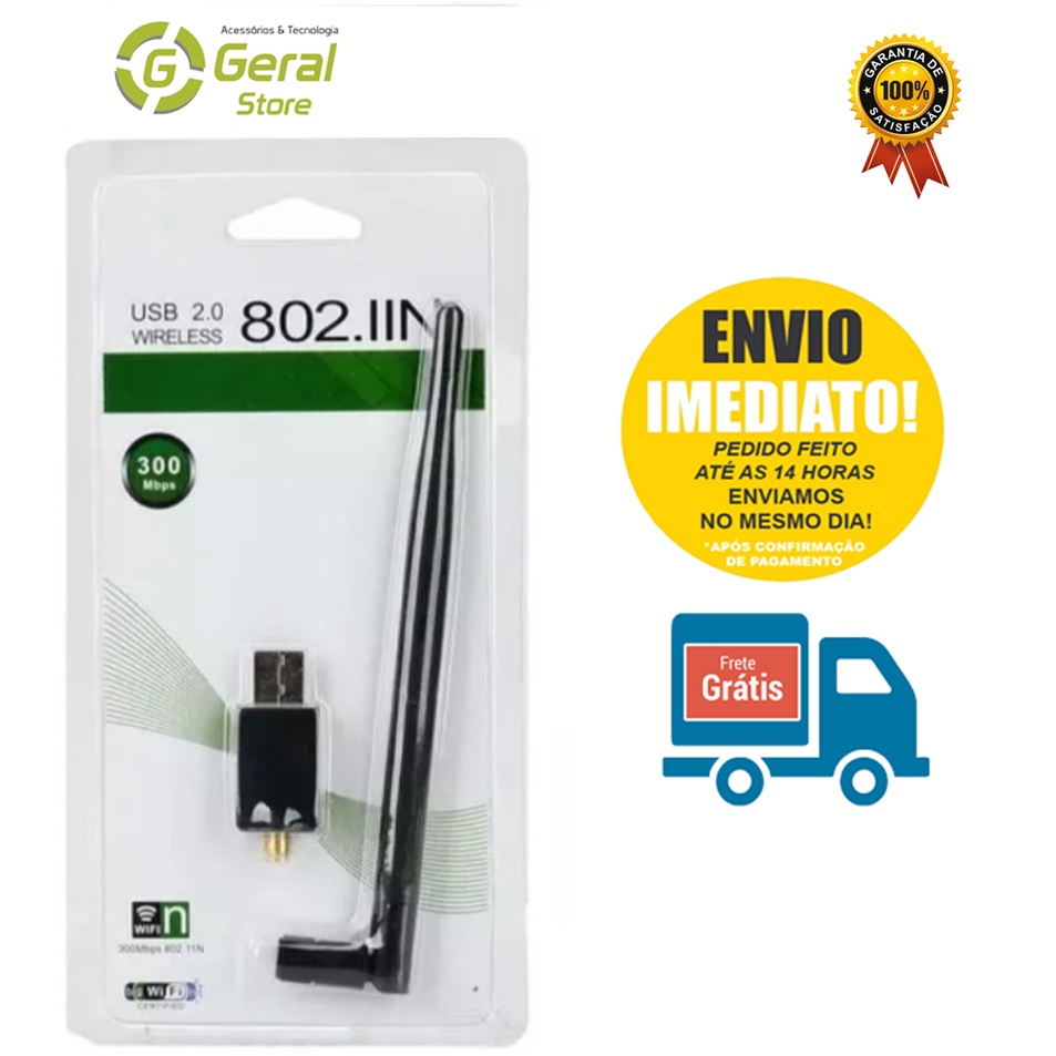 Antena Wireless USB 2.0 Adaptador Wi-Fi Receptor PC TV Notebook - Corre ...