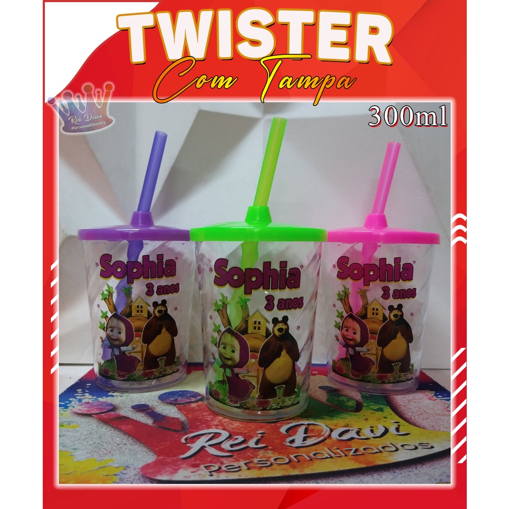 Kit C/ 25 Copos Twister 300ml PERSONALIZADO (Qualquer Tema) | Shopee Brasil
