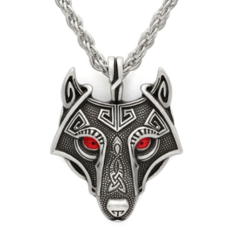 Colar com Pingente de Cabeça de Animal/Lobo Estilo Nórdico e Viking ...