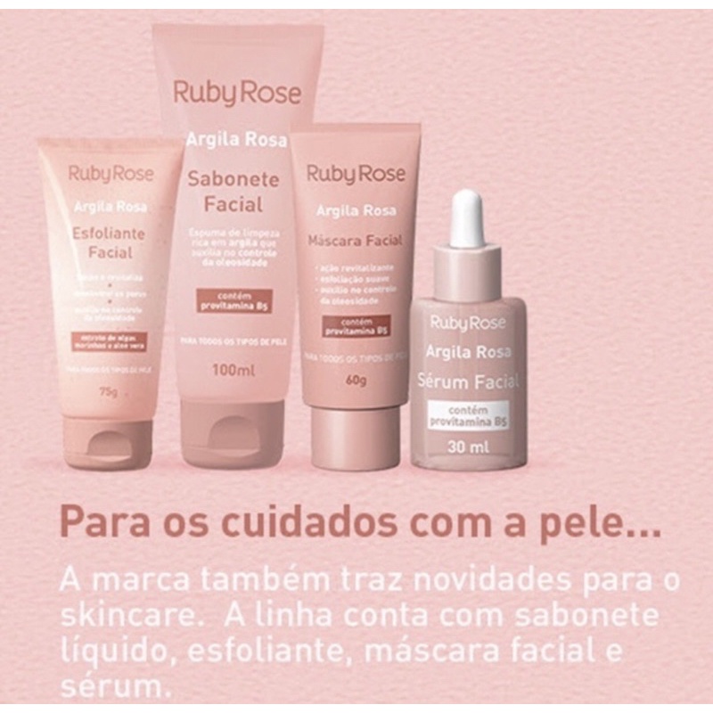 Kit Facial de Argila rosa Ruby Rose SKIN CARE | Shopee Brasil