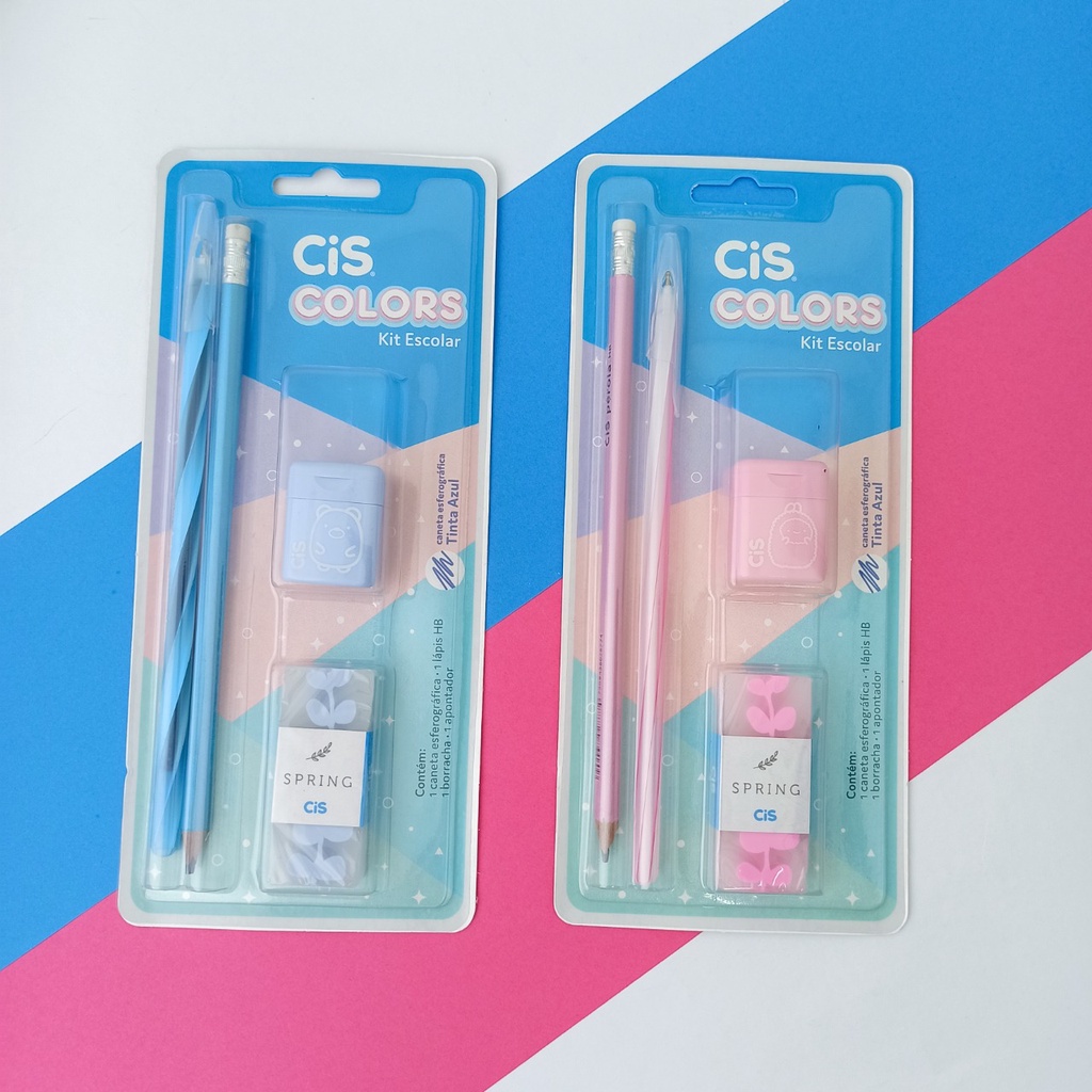 Kit Escolar Colors com 04 peças - CIS | Material escolar fofo/ colorido ...