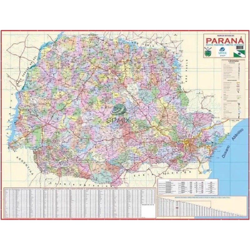 Mapa Estado Do Paraná Político Rodoviário 120x 90cm - Escorrega o Preço