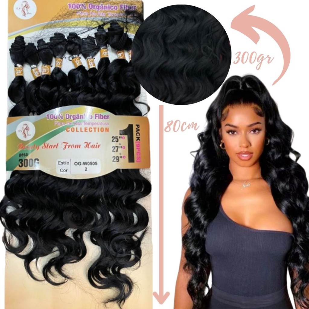 Cabelo Orgânico Ondulado Cacho 2b 80cm 9 Telas 300gr | Shopee Brasil