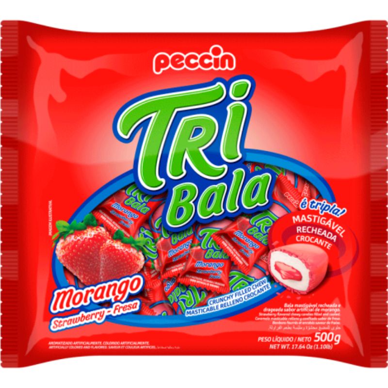 TRI BALA SABOR MORANGO 500G PECCIN | Shopee Brasil