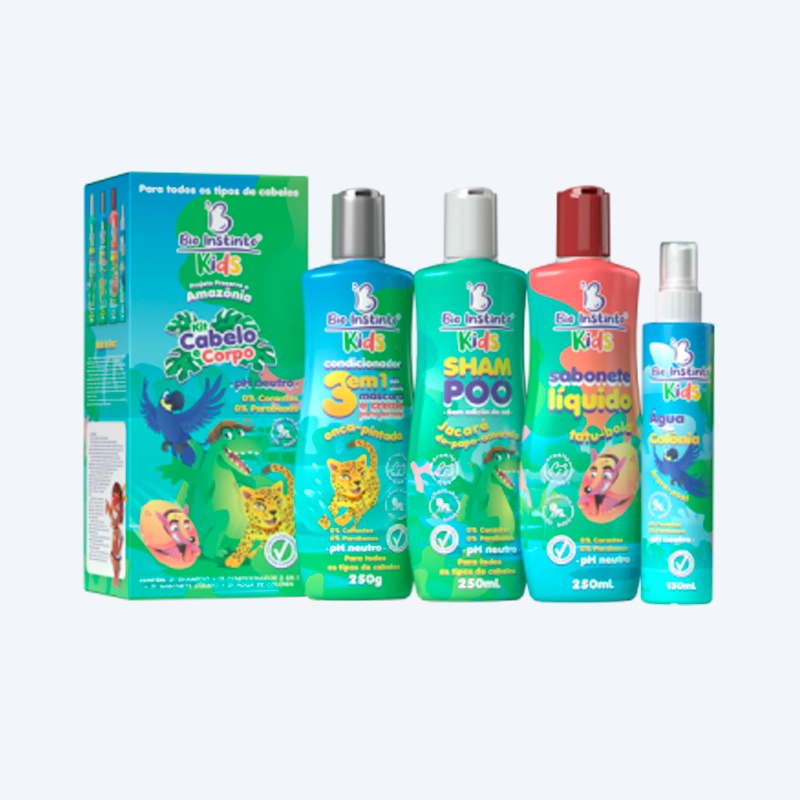 Kit Capilar Infantil Cabelo e Corpo Bio Instinto Kids 4 Itens | Shopee ...