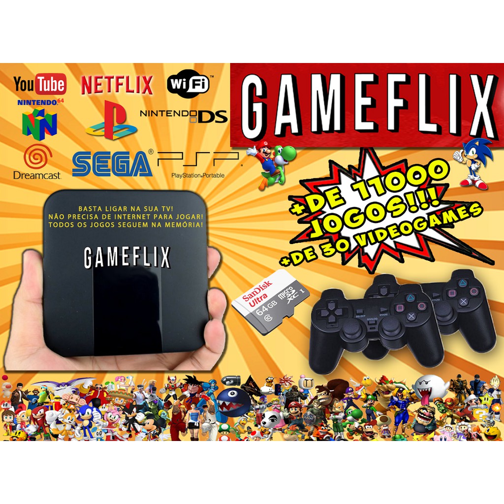 Video Game Retro TV Box 2 Controles PS2 64gb Milhares de Jogos Super ...