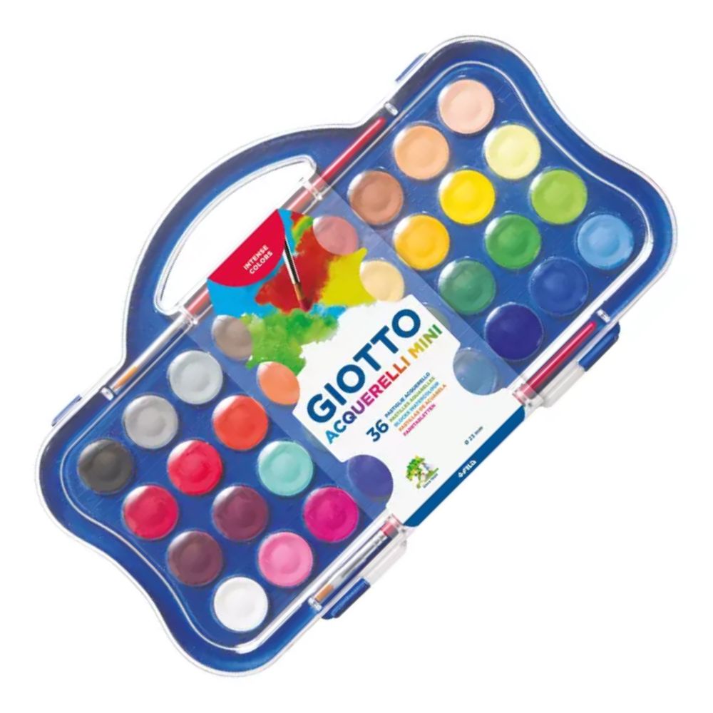 Aquarela Escolar em Pastilha GIOTTO Mini 23mm c/ 12 cores + 1 Pincel ...