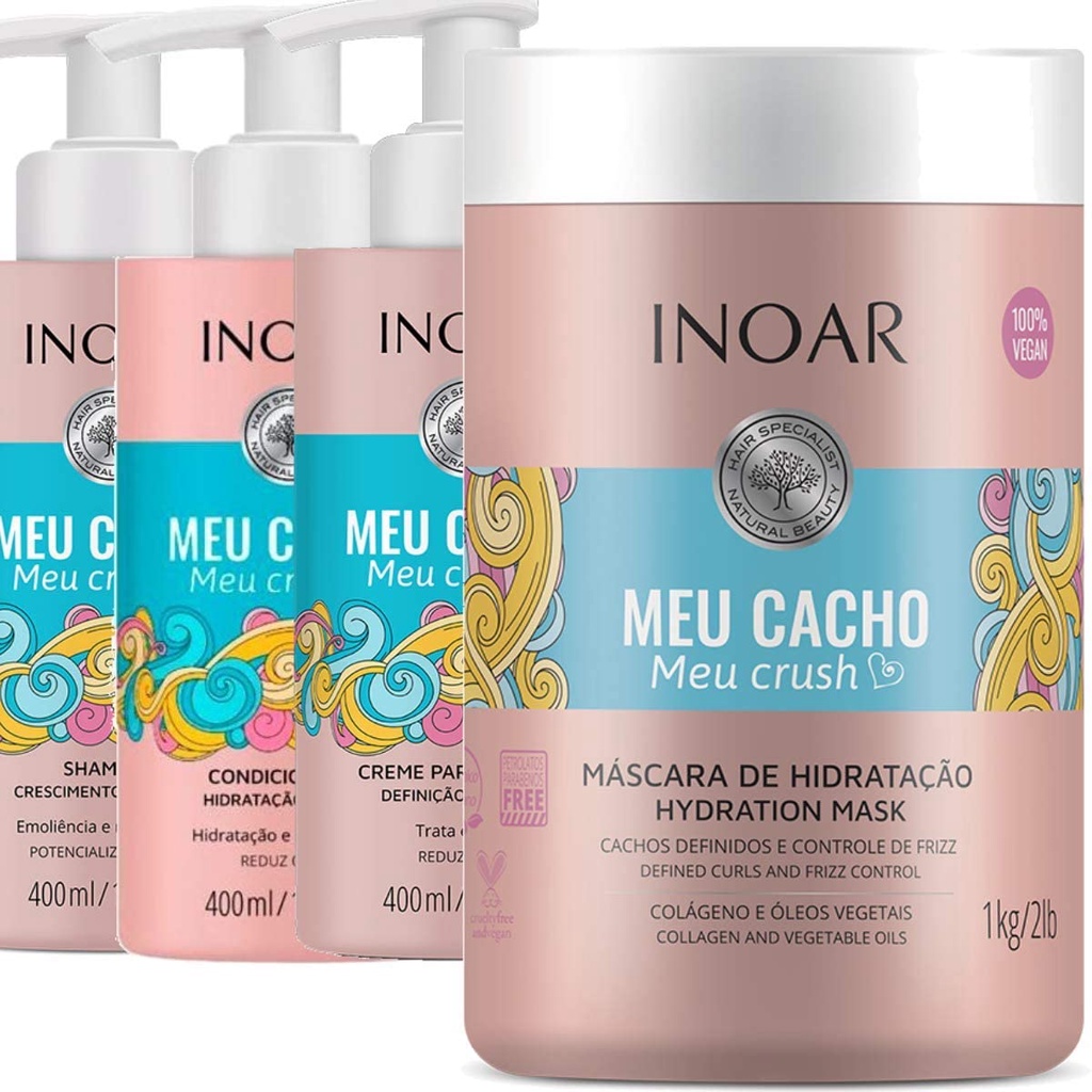 Kit Inoar Meu Cacho Meu Crush Kit 4 Produtos( shampoo/condicionador/creme de pentear + mascara ...