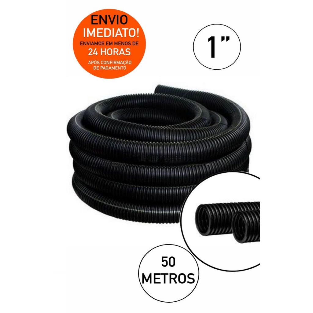 Conduíte Eletroduto Corrugado 1 Polegada Reforçado 50 Metros Preto ...