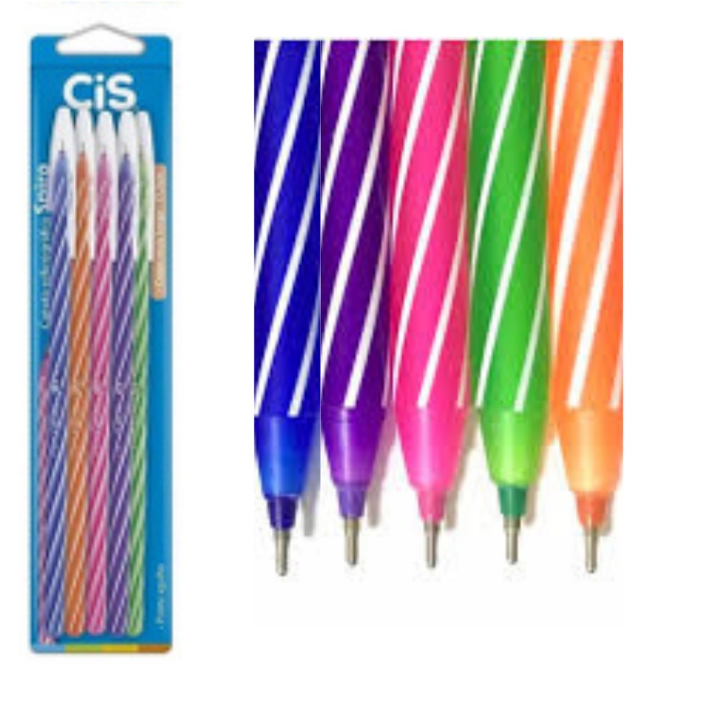 caneta CIS SPIRO 0.7 mm kit com 5 cores | Shopee Brasil