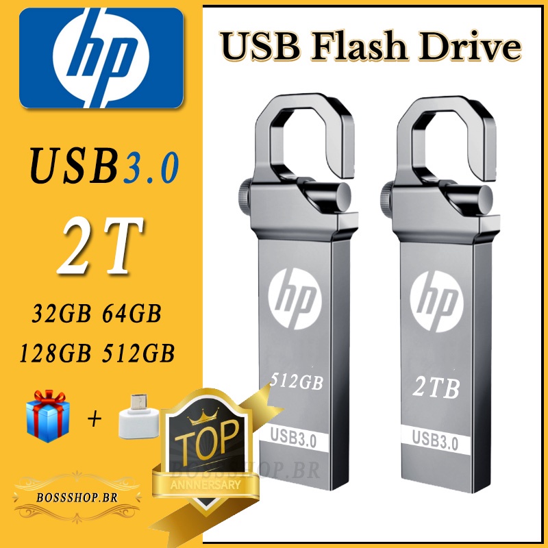 Hp Pen Drive 2TB Metal Pendrive 128GB/512GB Usb 3.0 Flash Drive ...