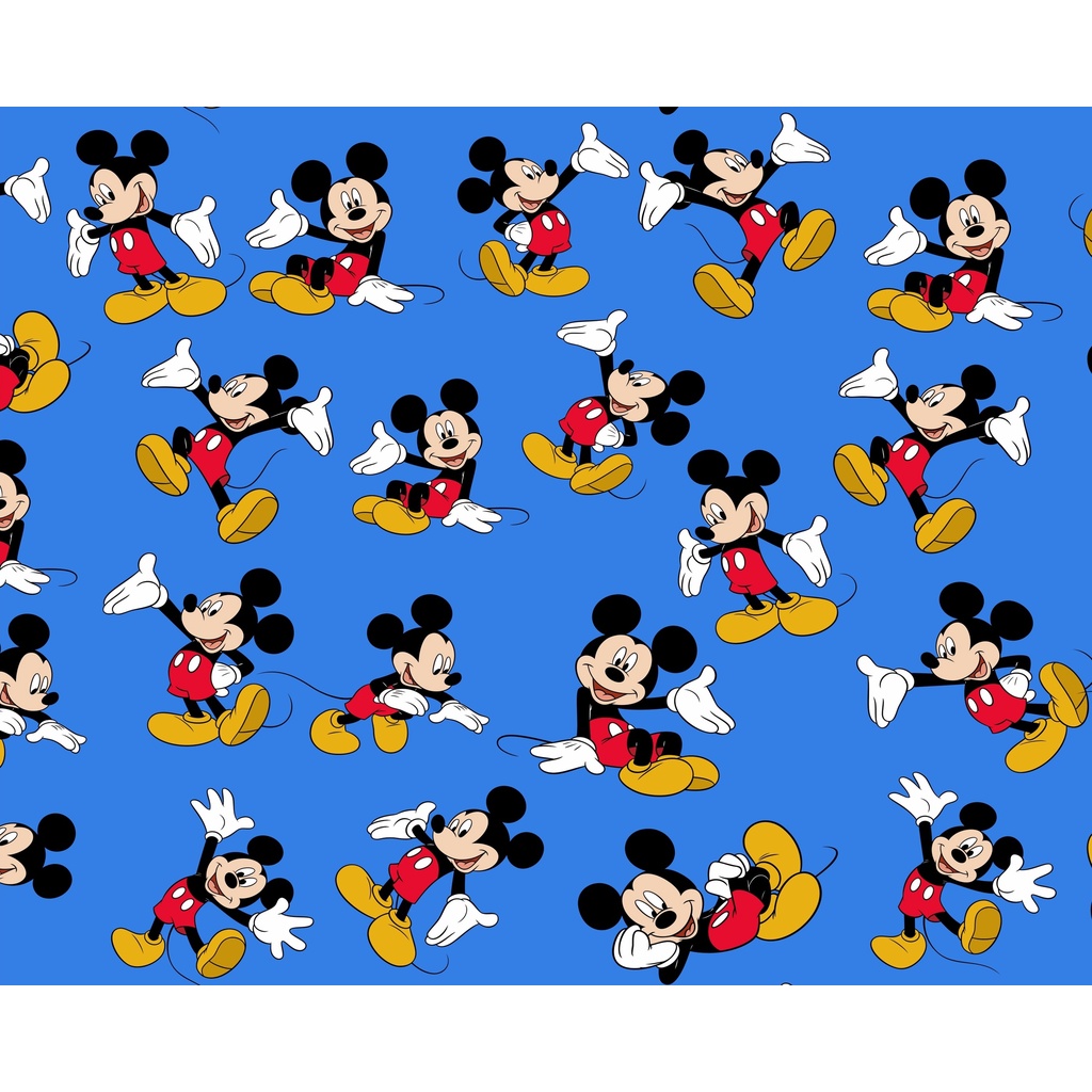 Tecido tricoline, microfibra ou gabardine - Mickey Mouse - fundo azul ...
