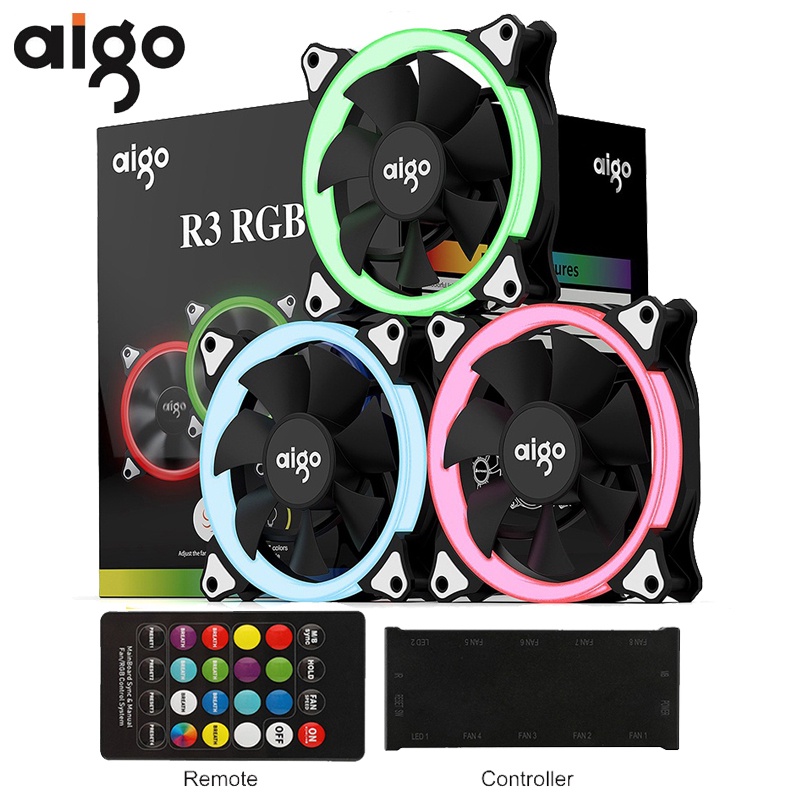 Kit com 5 Fans Argb Aigo Ar12 Pro + Controladora, Coolers Rgb *Novos ...