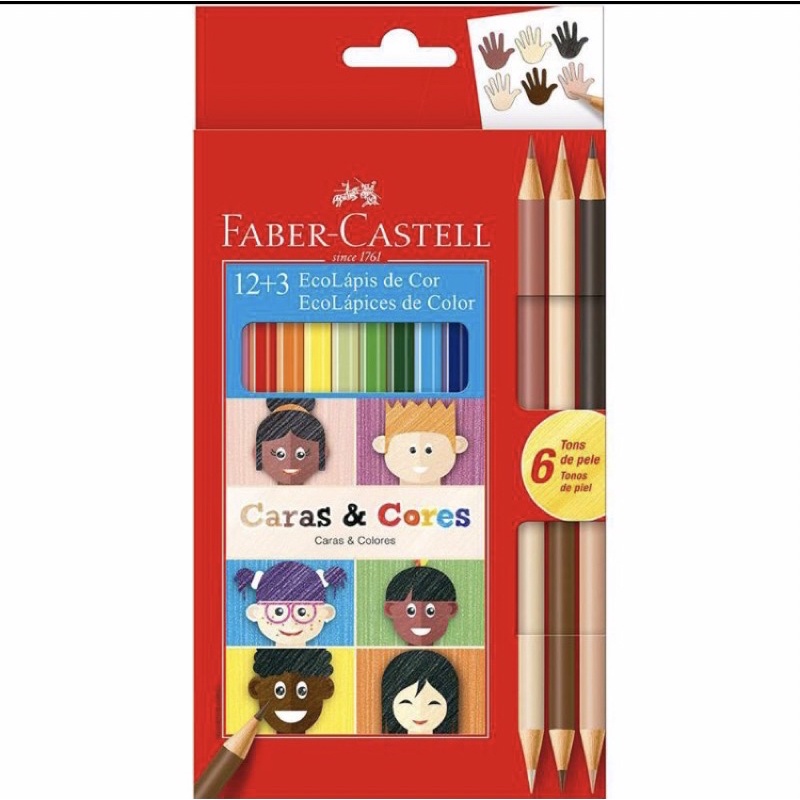 Lápis de cor 12 cores + 6 Caras e Cores Faber Castel - Estojo com 15 ...