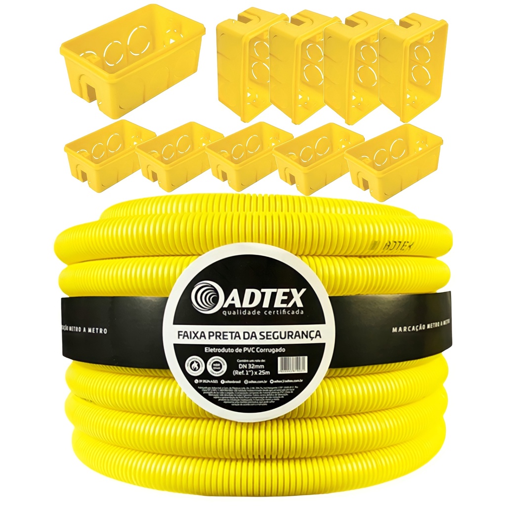 Conduíte 3/4 corrugado 25mm 50 Metros Adtex + 10 Caixa de Luz 4x2 ...