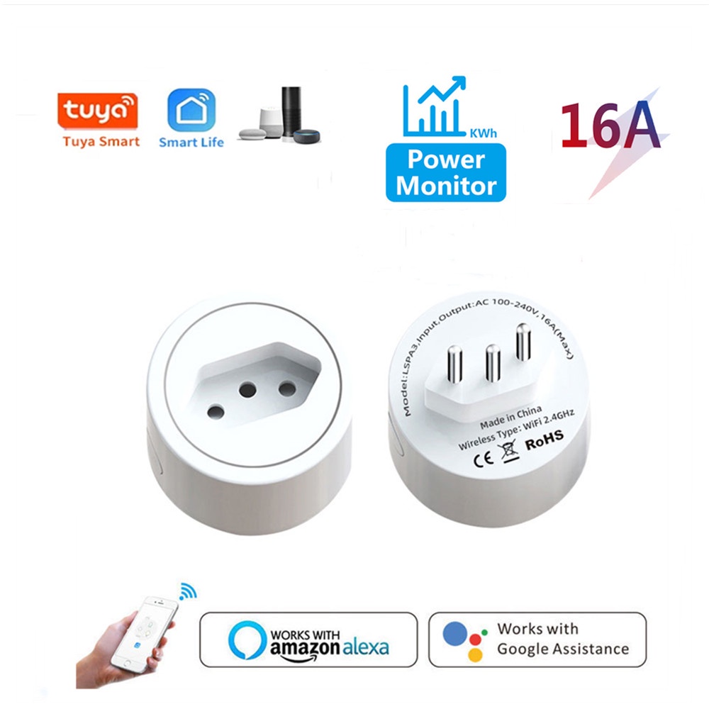 Tuya Smart Plug Tomada De Energia Brasil 16A Controle Remoto De Voz Com Alexa Google Home ...