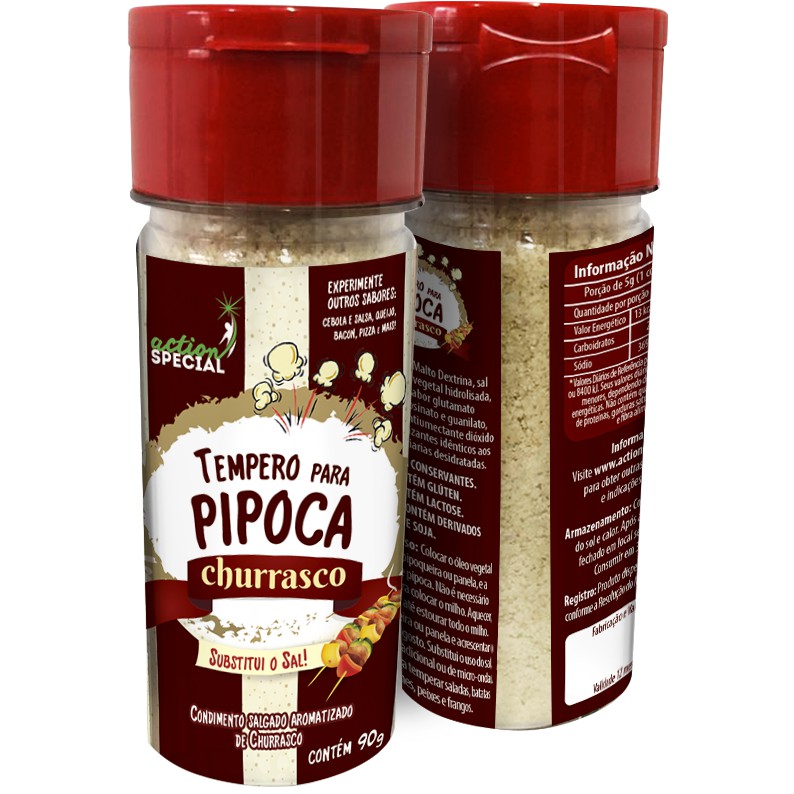 Tempero Sabor Churrasco para Pipoca Frasco com 100 gramas | Shopee Brasil