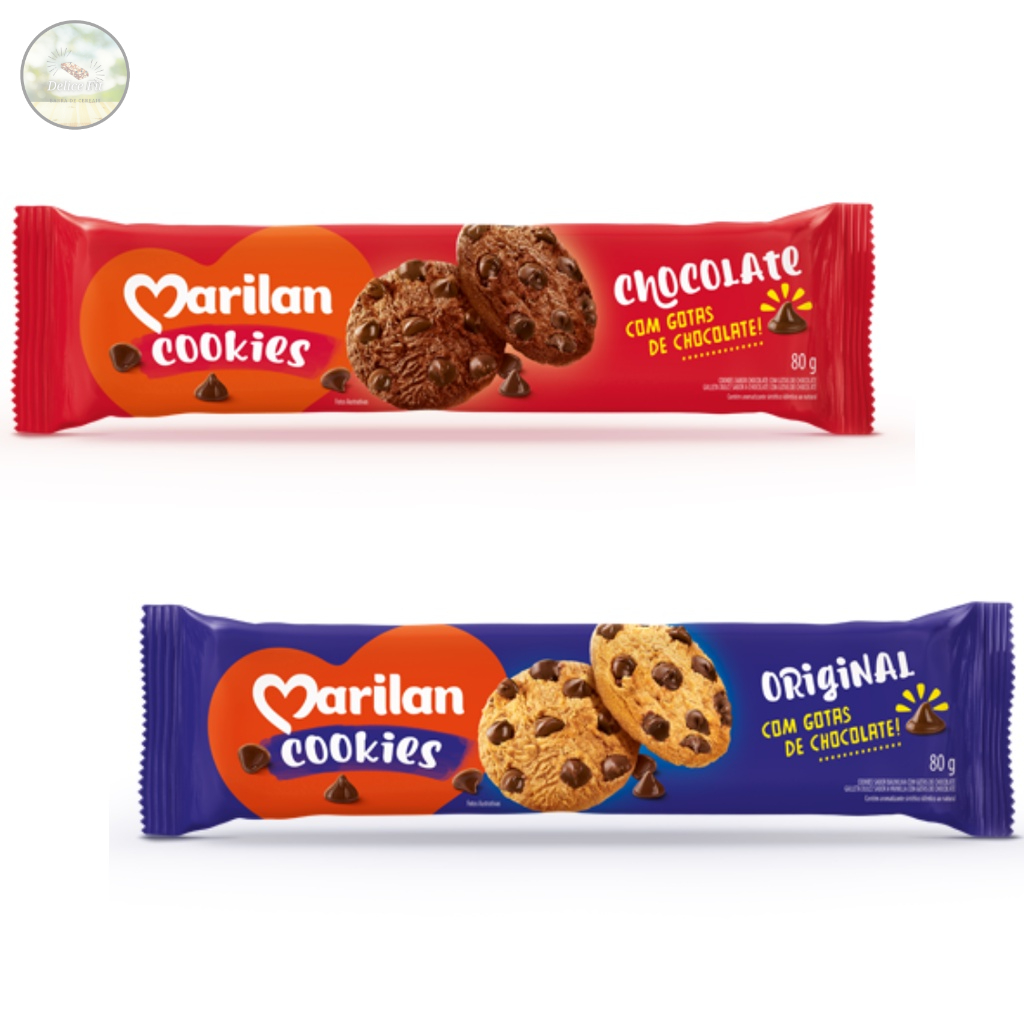 Biscoito Cookies Marilan Com Gotas De Chocolate 80g - 2 Sabores ...