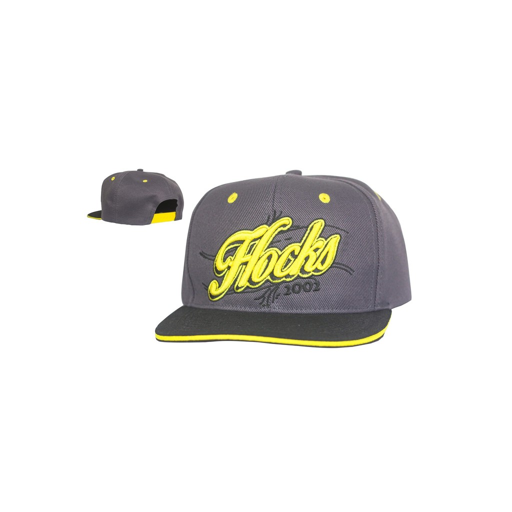 Boné Snap Back Aba Reta Hocks Floreio Cinza Estruturado | Shopee Brasil