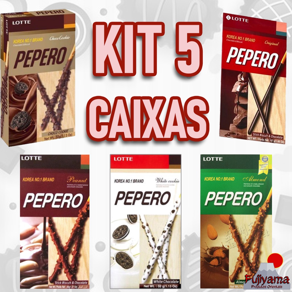 KIT PEPERO COM 5 CAIXAS Almond/Peanut/Original/White Cookie/Choco ...