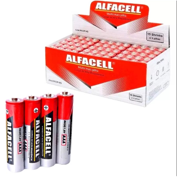 COM OFERTA Pilhas Alfacell Vários Modelos Pilha Bateria 9V Normal AA ...