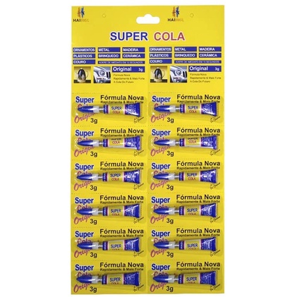 cartela com 12 unidades de super cola | Shopee Brasil
