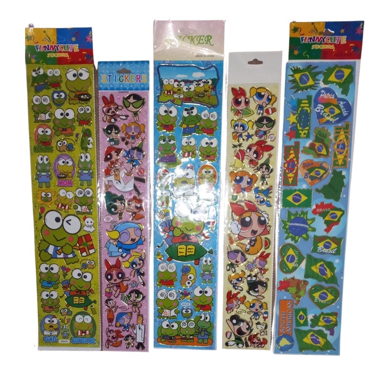 Adesivo Infantil Tira Grande Kit com 50 cartelas Stickers | Shopee Brasil