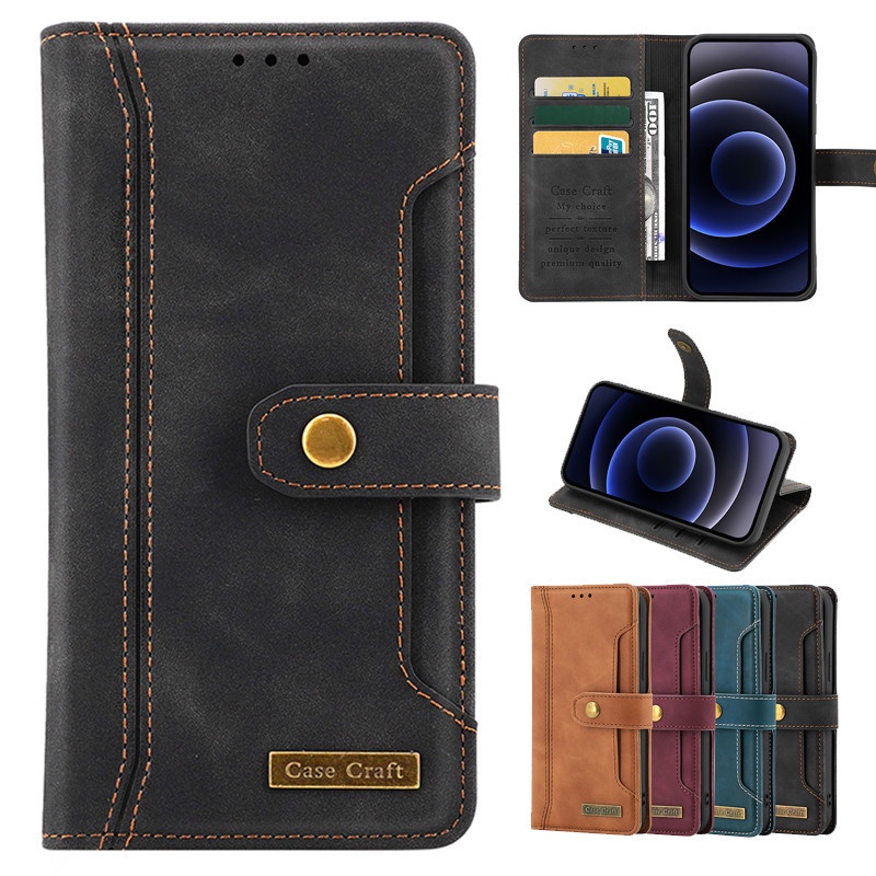 Capa Carteira De Couro Com Flip Marrom Para Redmi Note 11/10 Pro/11s ...