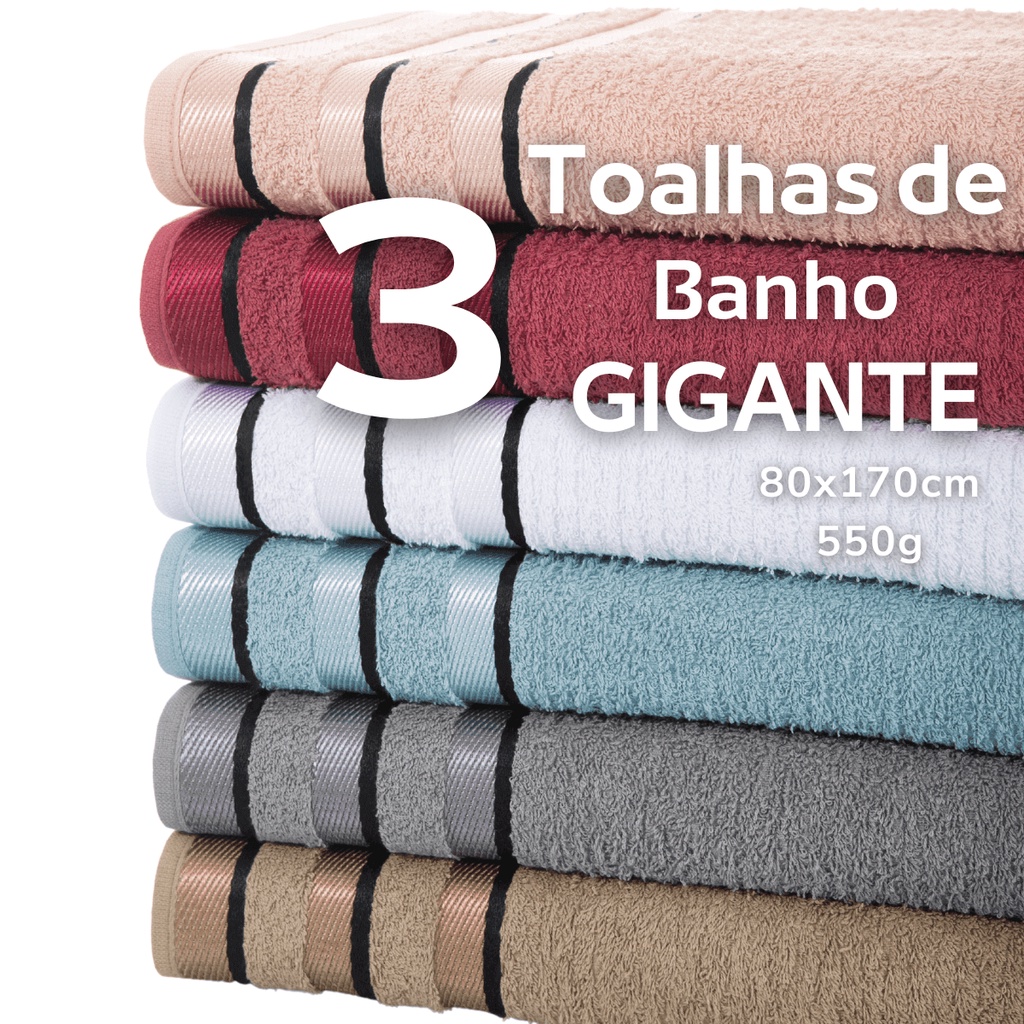 Kit 3 Toalhas De Banho Extra Gigante Felpuda Grossa Atacado | Shopee Brasil