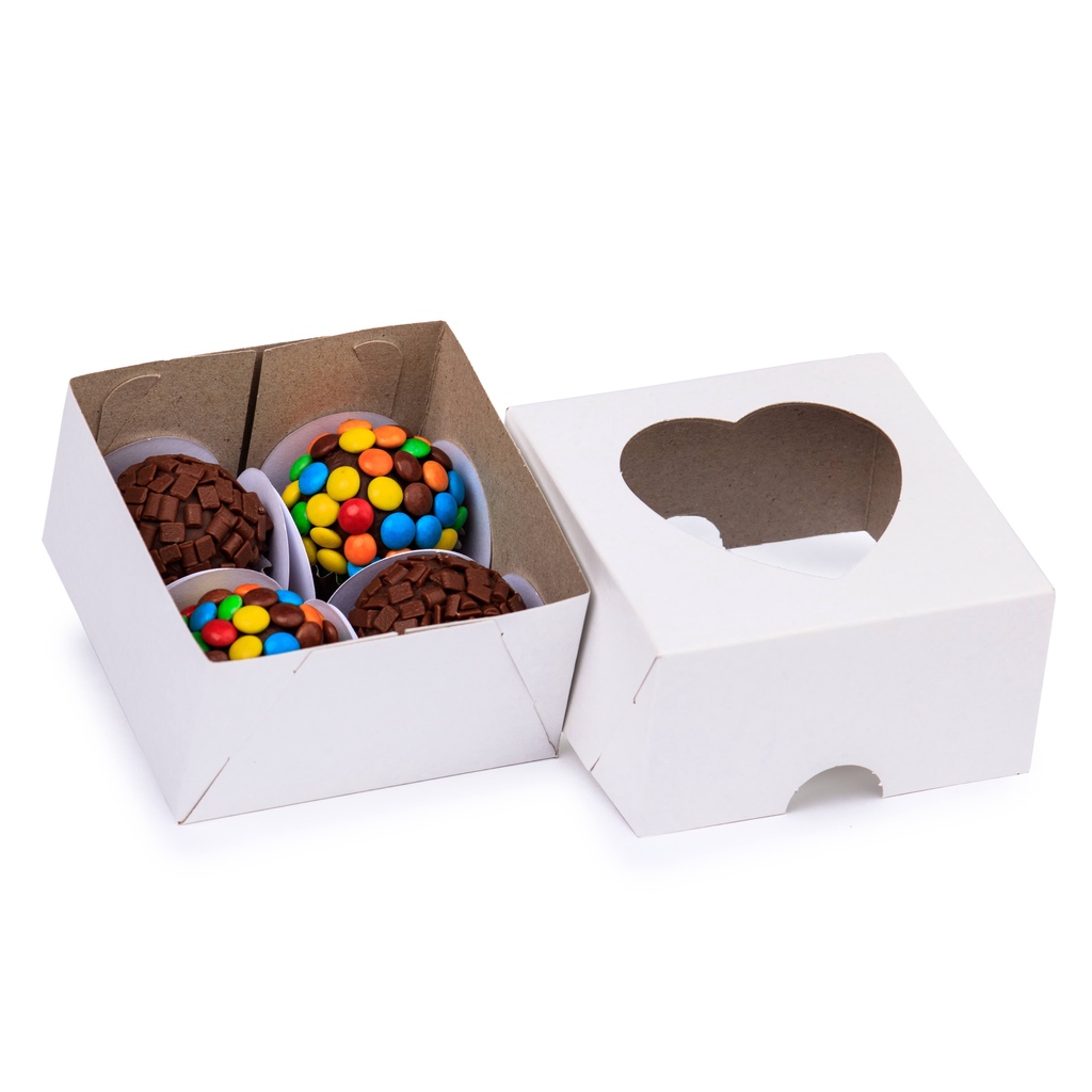 50 Un Caixa Para 4 Doces Brigadeiros Trufas Brownie Lembrancinha Visor