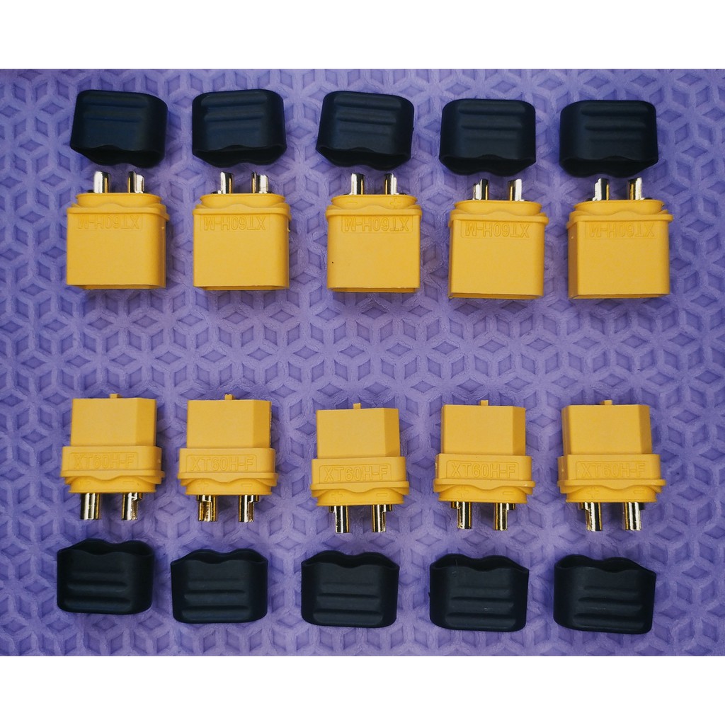 KIT 5 pares de conectores para bateria XT60 para aeromodelismo com capa (upgrade) - 5 pares ...