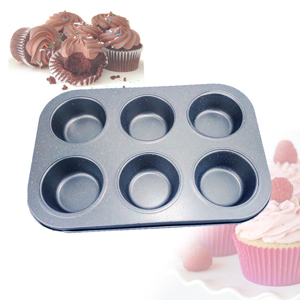 Forma De Cupcakes Metal Antiaderente Para 6 Porções | Shopee Brasil