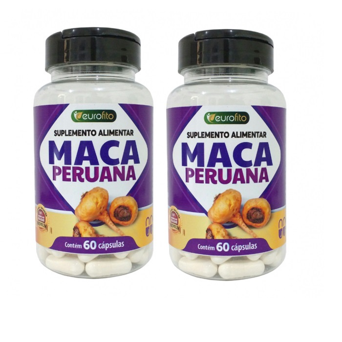 Kit Com 2 Suplemento Alimentar Maca Peruana Eurofito Com 60 Cápsulas ...