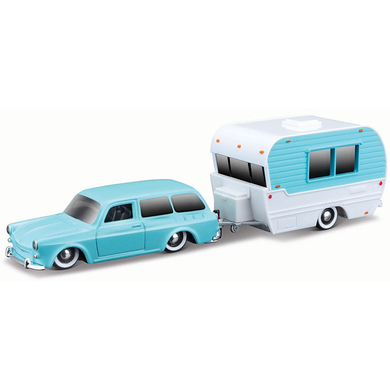 MAISTO DESIGN TOW & GO VW 1967 SQUAREBACK + TRAILER PNEUS BORRACHA 1/64 ...