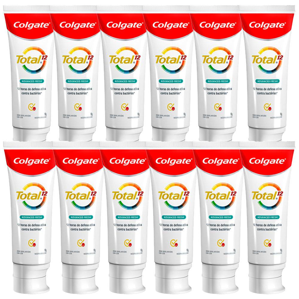 Kit Creme Dental Colgate Total 12 Advanced Fresh 90g com 12 unidades | Shopee Brasil