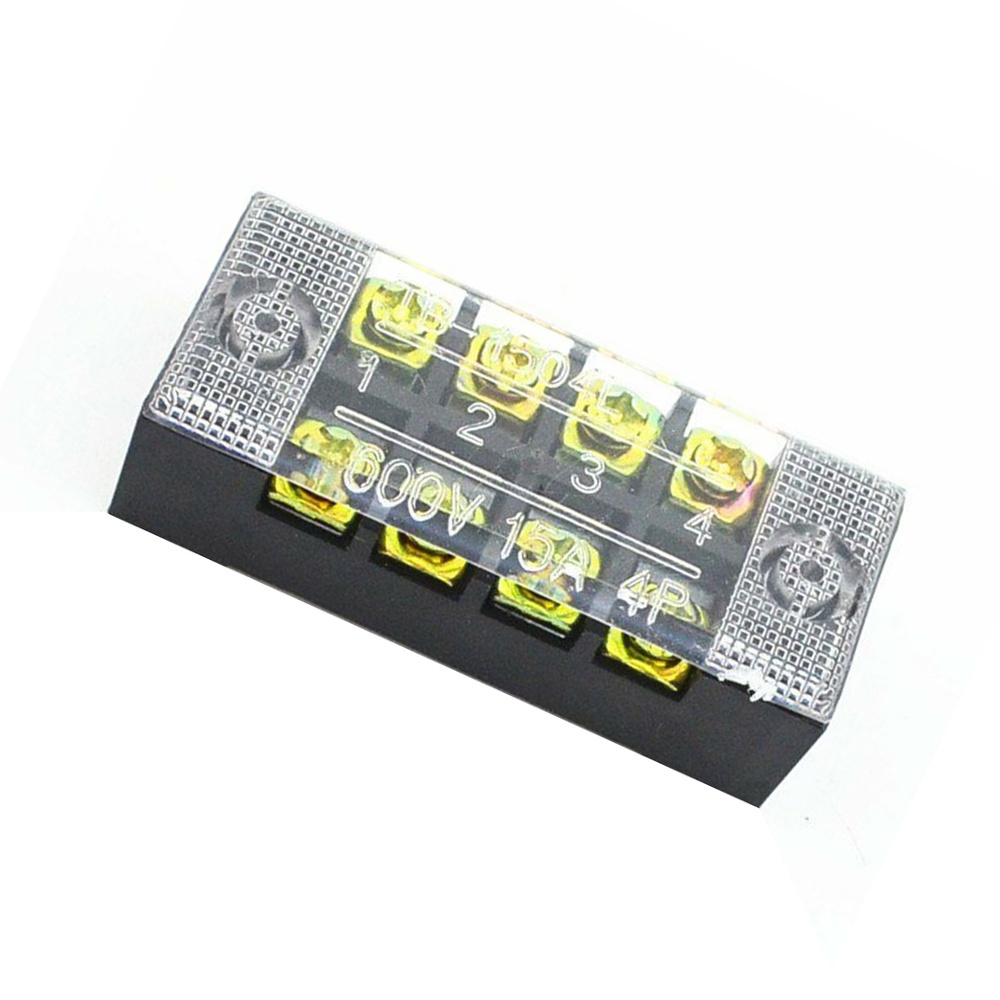 Bling 20 Pcs 600V 15A 4 Positions Barrier Strip Terminal Block Wire ...