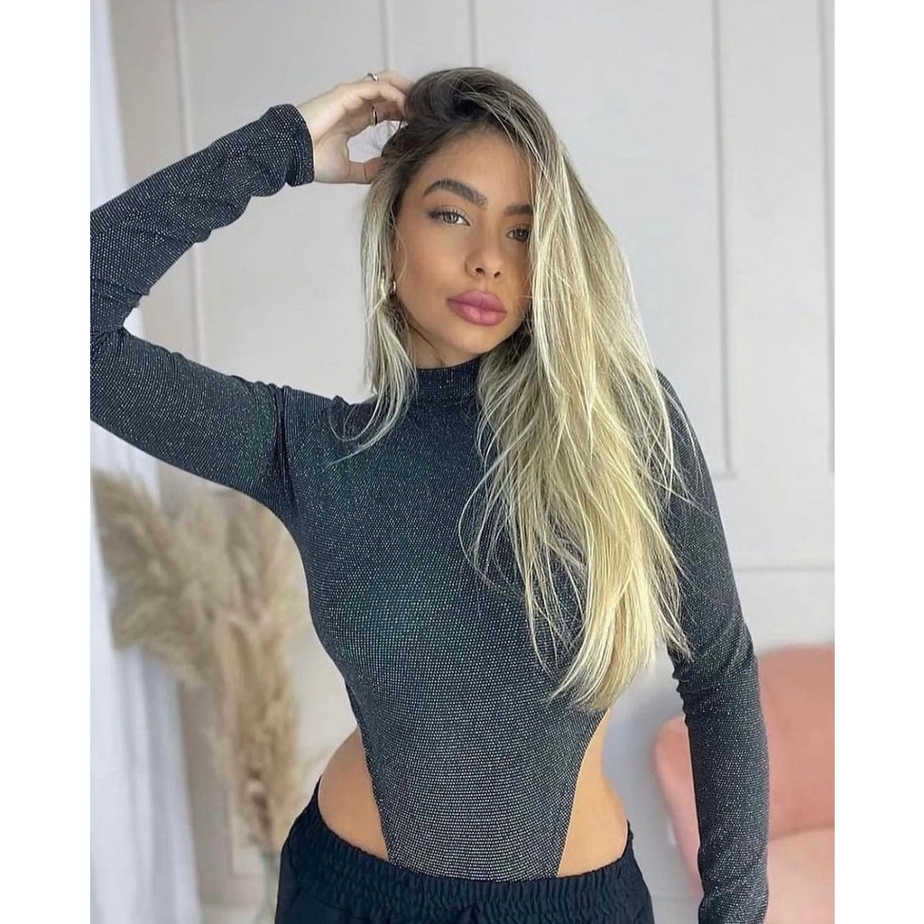 Body Cavado Glitter/Brilho Gringa Lurex | Shopee Brasil