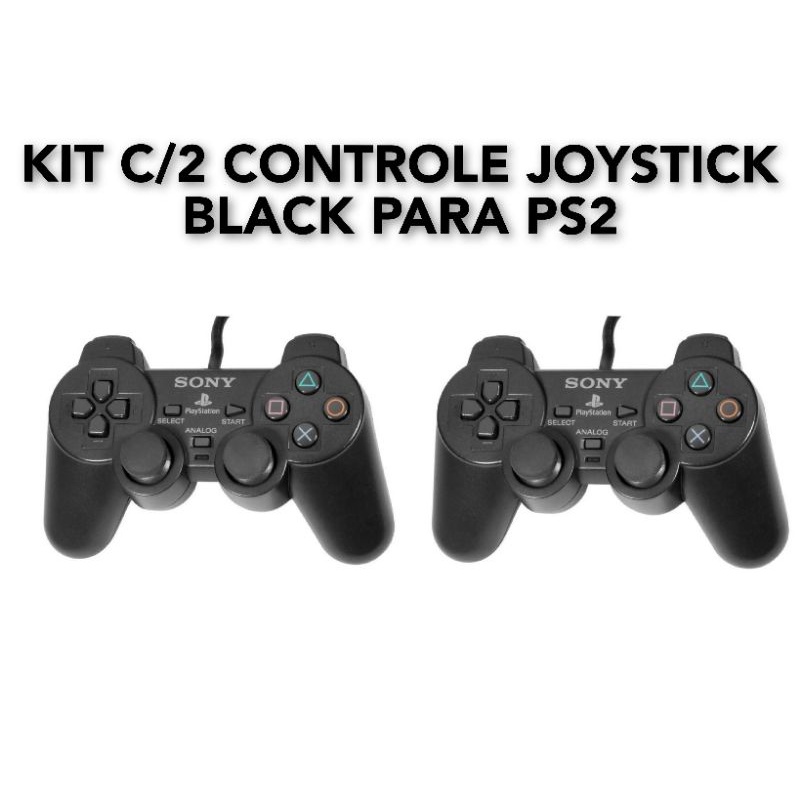 KIT 2 Controles Joystick Black Para Ps2 e Ps1 | Shopee Brasil