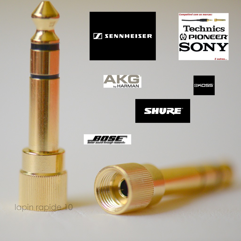 Adaptador P2 x P10 Estéreo com Rosca Gold para Fones de Ouvido Superlux ...