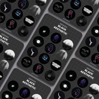 Cartela com 12 adesivos de Black Aesthetic | Sticker Sheet com 12 ...