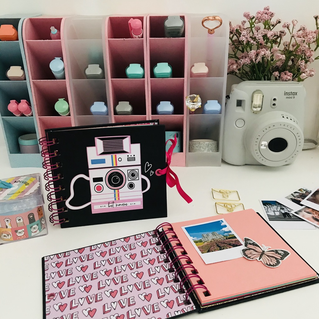 Mini Album Scrapbook Polaroid/ Instax 50 Folhas Coloridas Buendia ...
