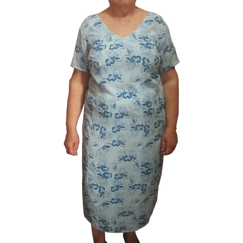 Vestido de Crepe Azul com Recorte Princesa Tamanho 46 Plus Size ...