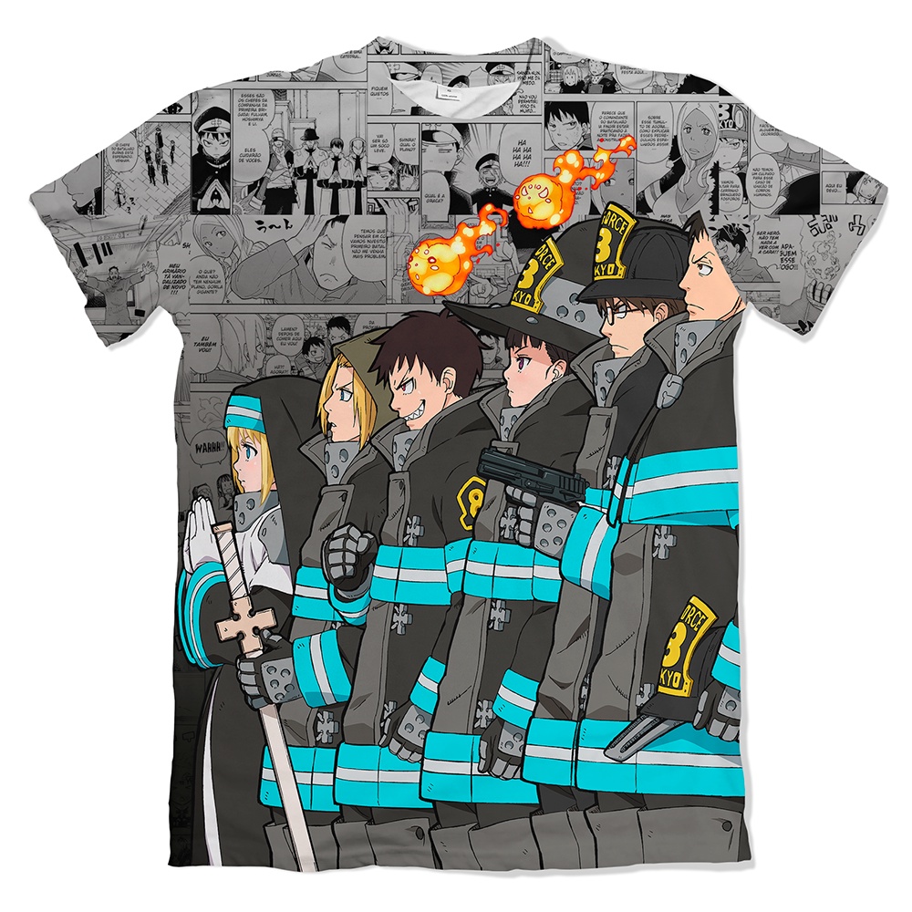 Camisa Anime Fire Force Oitava Brigada Prata | Shopee Brasil